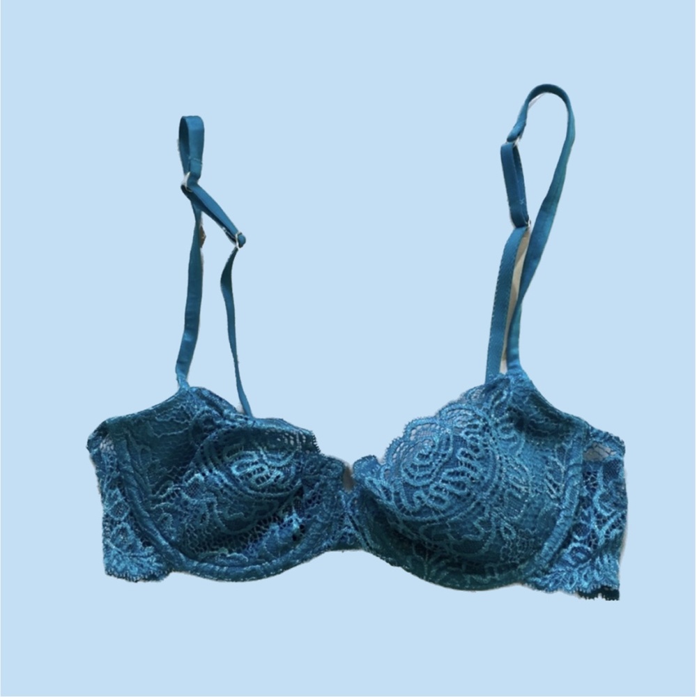Victoria’s Secret Teal Glitter Sparkle Lace Bra - Gem